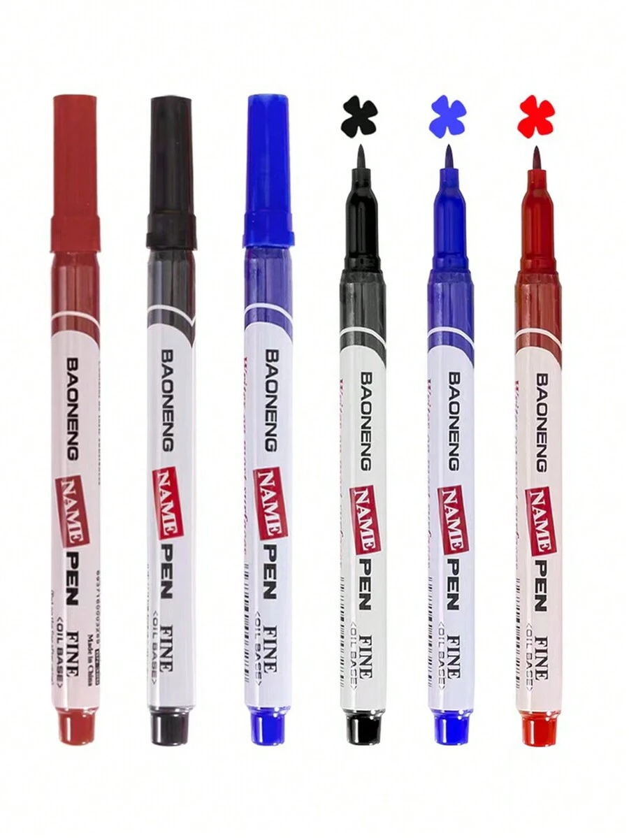 10pcs/Set 1.0mm Single-Head Marker Pens Non-Erasable Oil-Based Signing ...