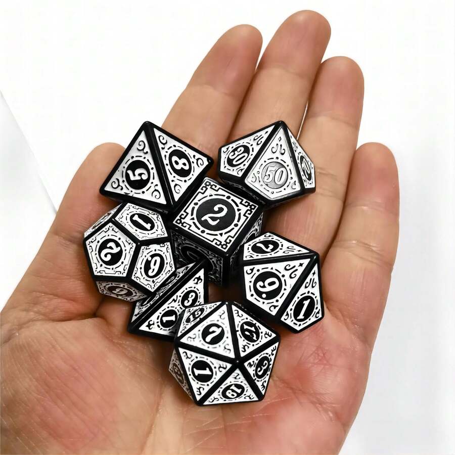 7pcs/Set Complex Antique Patterned Multi-Sided Dice With Unique Numbers ...