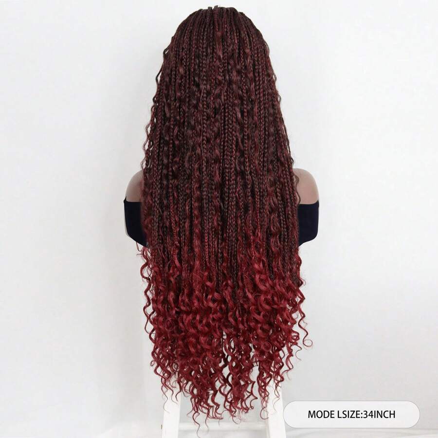 Extra långa Boho-knutlösa flätade peruker med lockiga toppar för ...