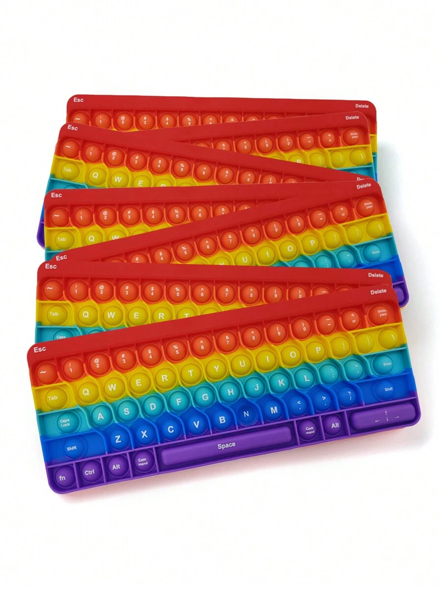 1pc Silicone Keyboard Pressing Stress Relief Rainbow Bubble Fidget Toy ...
