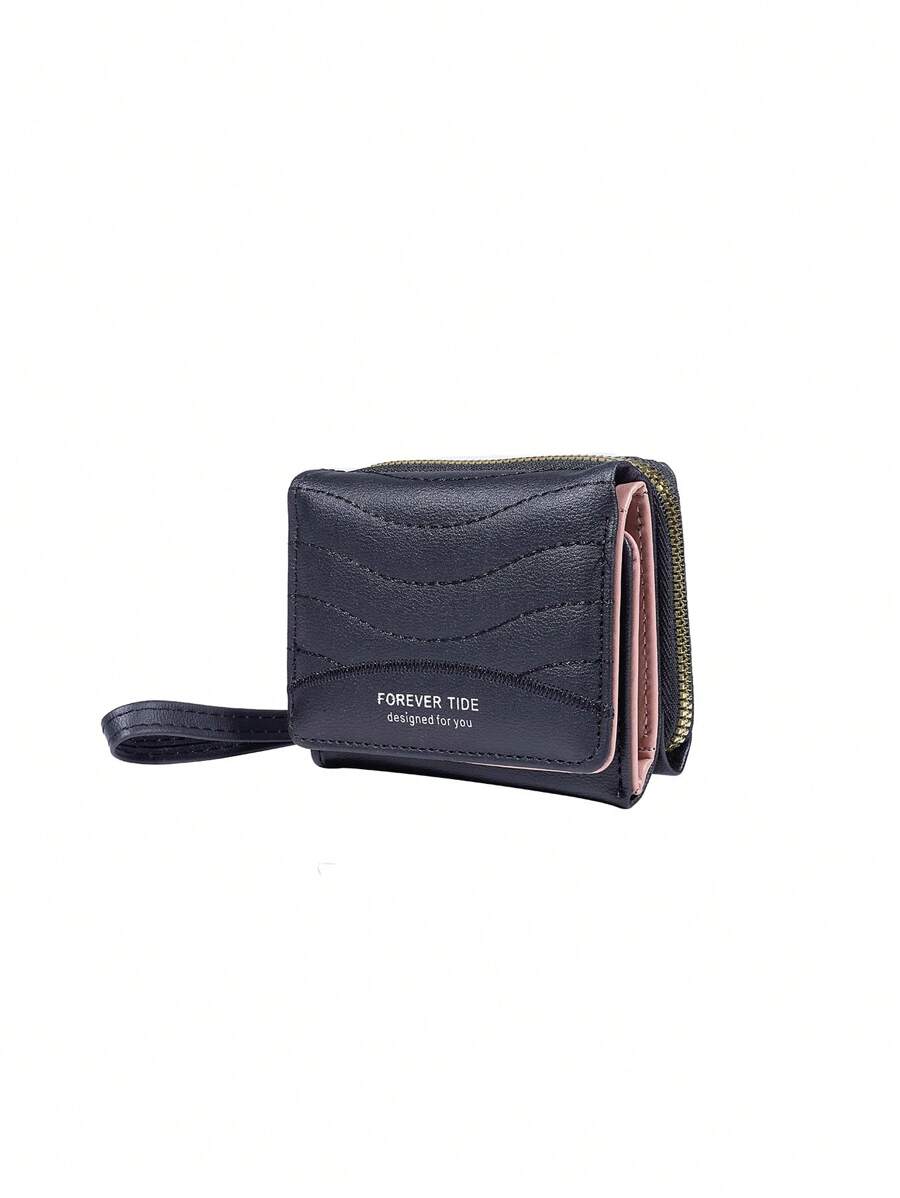 Women's Short Korean Style Wallet Multi-Functional Tri-Fold Zipper Coin ...