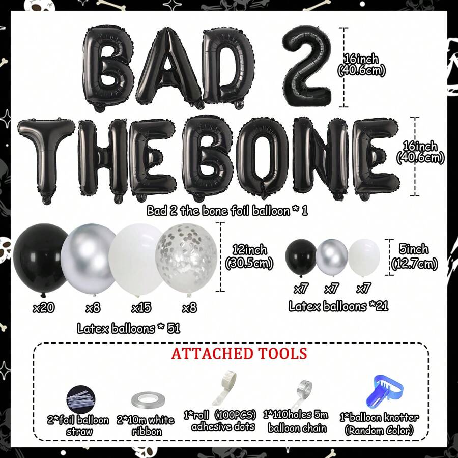 83st Bad Two The Bone 2:a födelsedagsfestdekorationer Svart Silver ...
