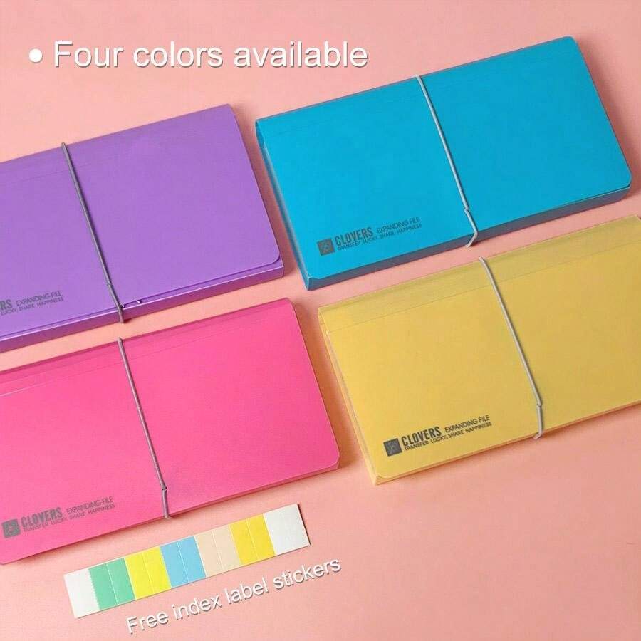 1pc Portable Clover 12-Grid Accordion File Bag, Large Capacity Office Storage Bag For Legal ...