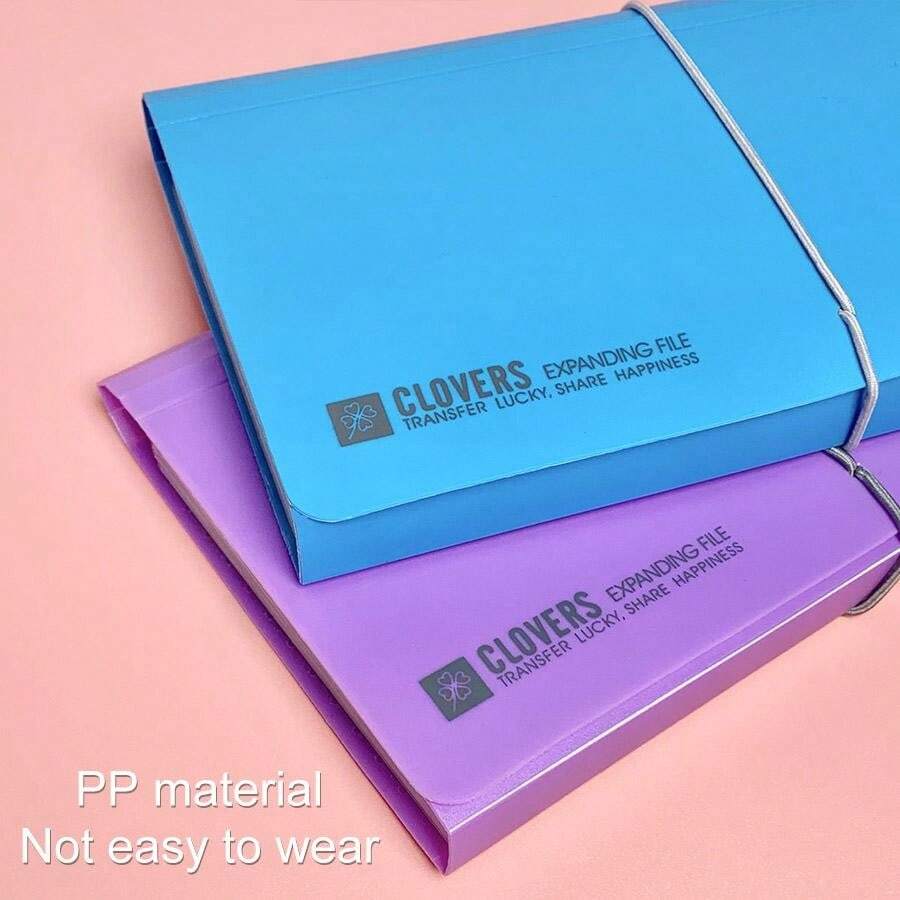 1pc Portable Clover 12-Grid Accordion File Bag, Large Capacity Office Storage Bag For Legal ...