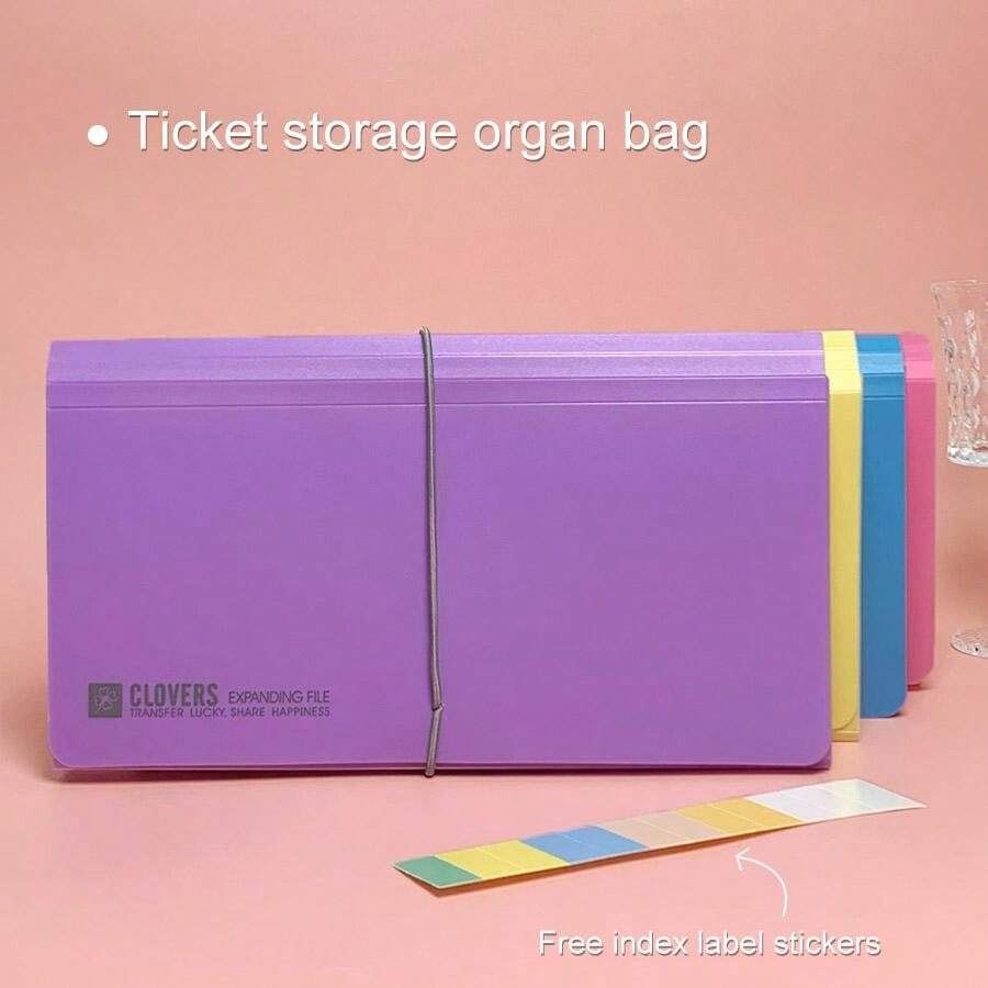 1pc Portable Clover 12-Grid Accordion File Bag, Large Capacity Office Storage Bag For Legal ...