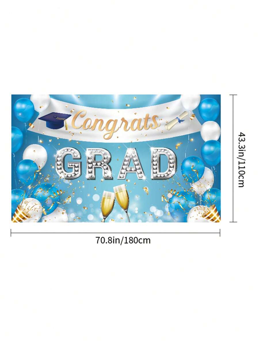 2024 Blue Graduation Party Decoration Backdrop Cloth – Graduation Party ...
