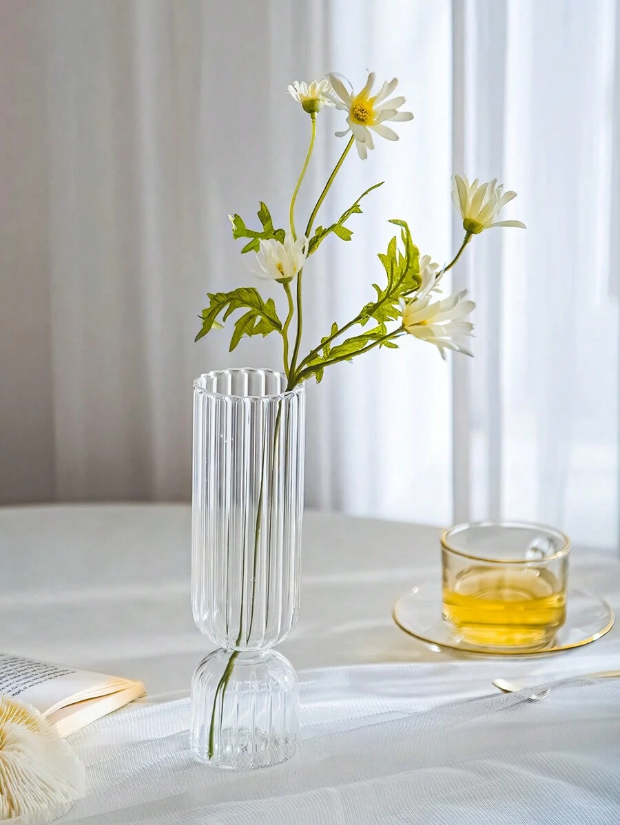 1pc Asymmetric Glass Vase, Transparent Hydroponic Vase Flower Container ...