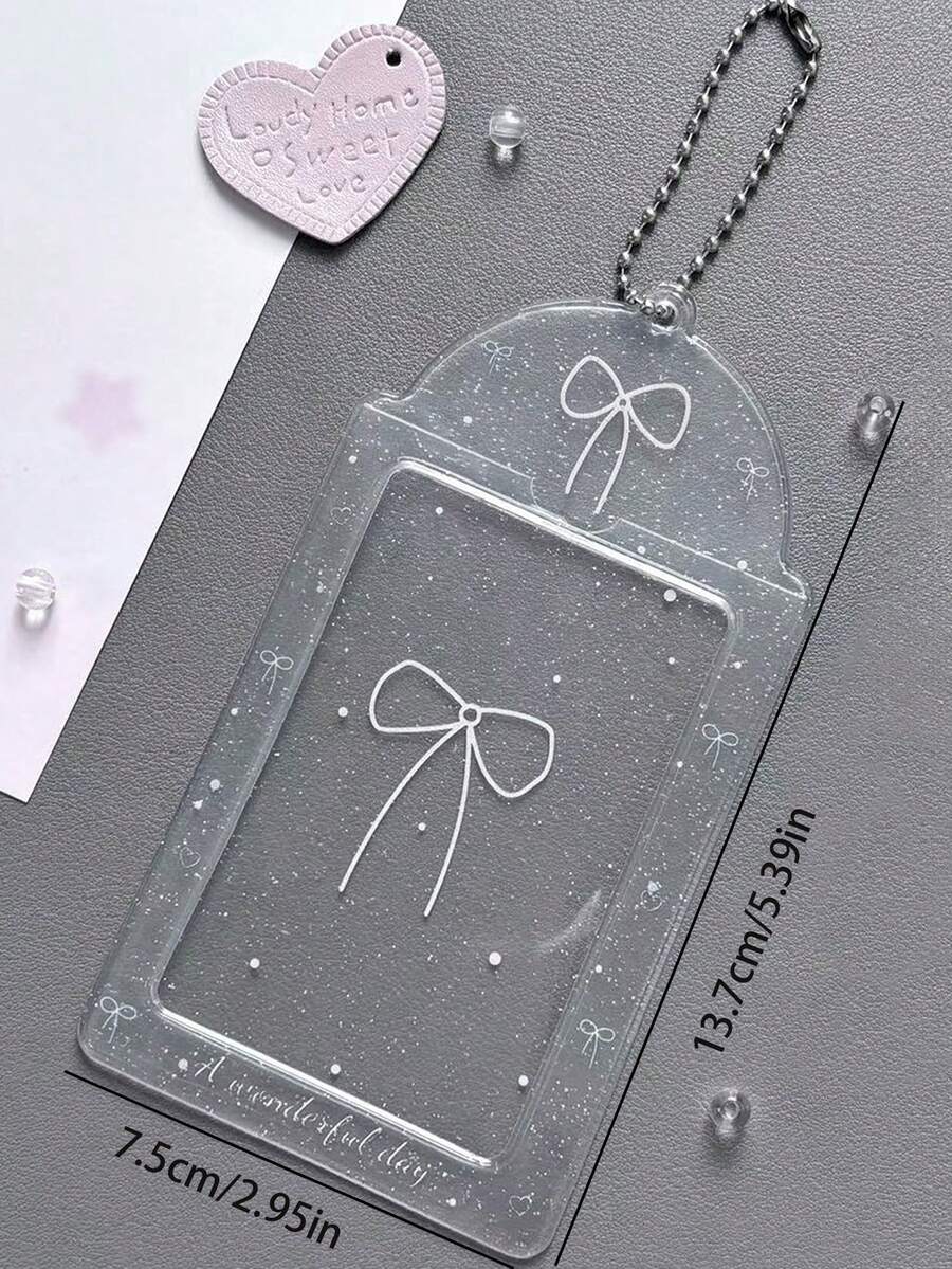 1pc Transparent Pink Love Cartoon PVC Student Girl Heart Card Set, Small Card Random Card ...