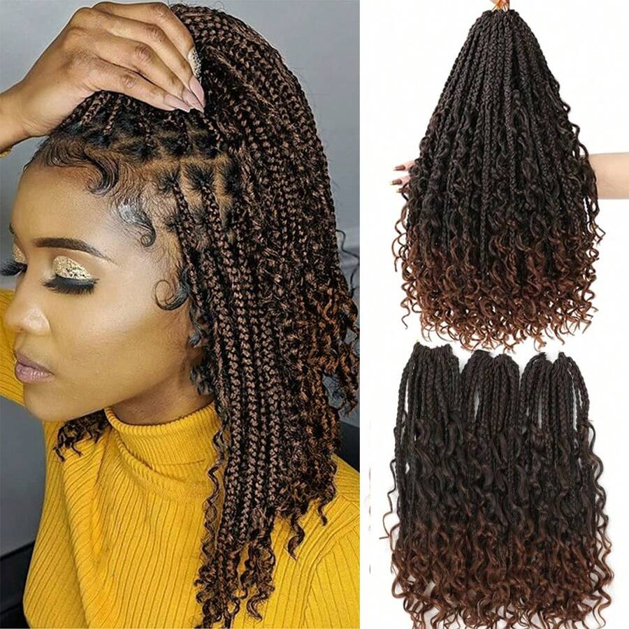 Cabello de trenzas de caja de diosa de crochet de 14 a 18 pulgadas con ...