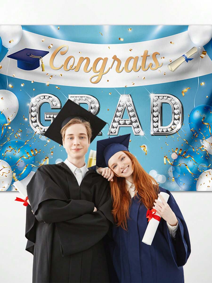 2024 Blue Graduation Party Decoration Backdrop Cloth – Graduation Party ...