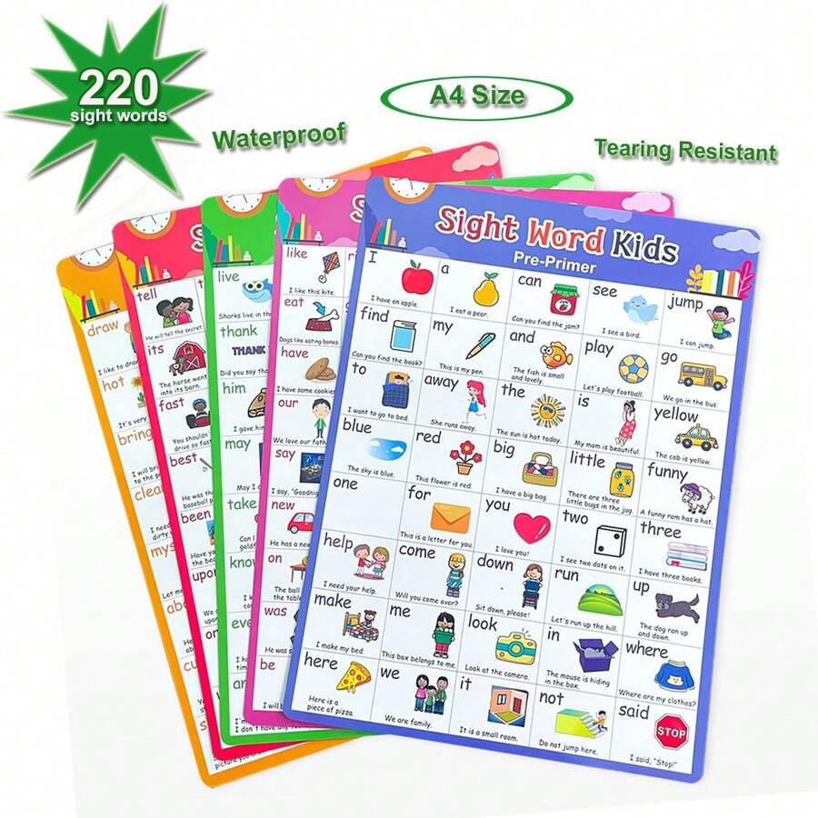 220 Must Know Sight Words Educational Posters Charts For Toddlers And ...