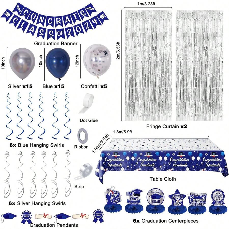 Graduation Decorations Class Of 2024 Graduation Party Decorations Blue ...