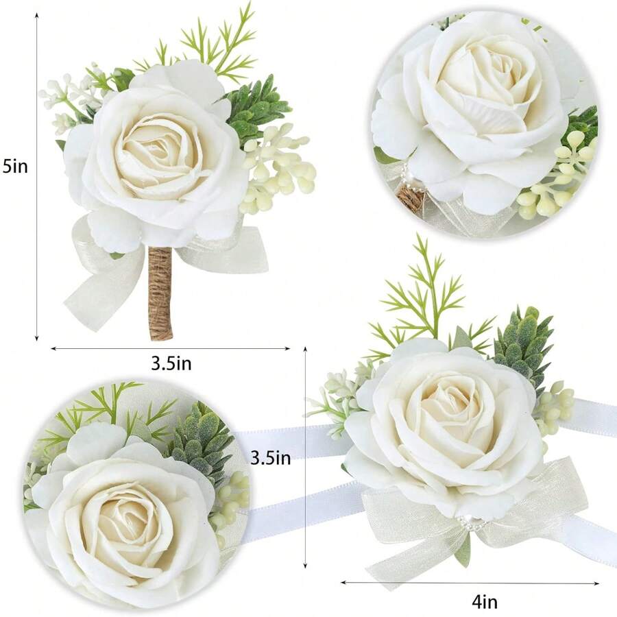 Corsage And Boutonniere Set, Wrist Corsage For Prom And Boutineers For ...