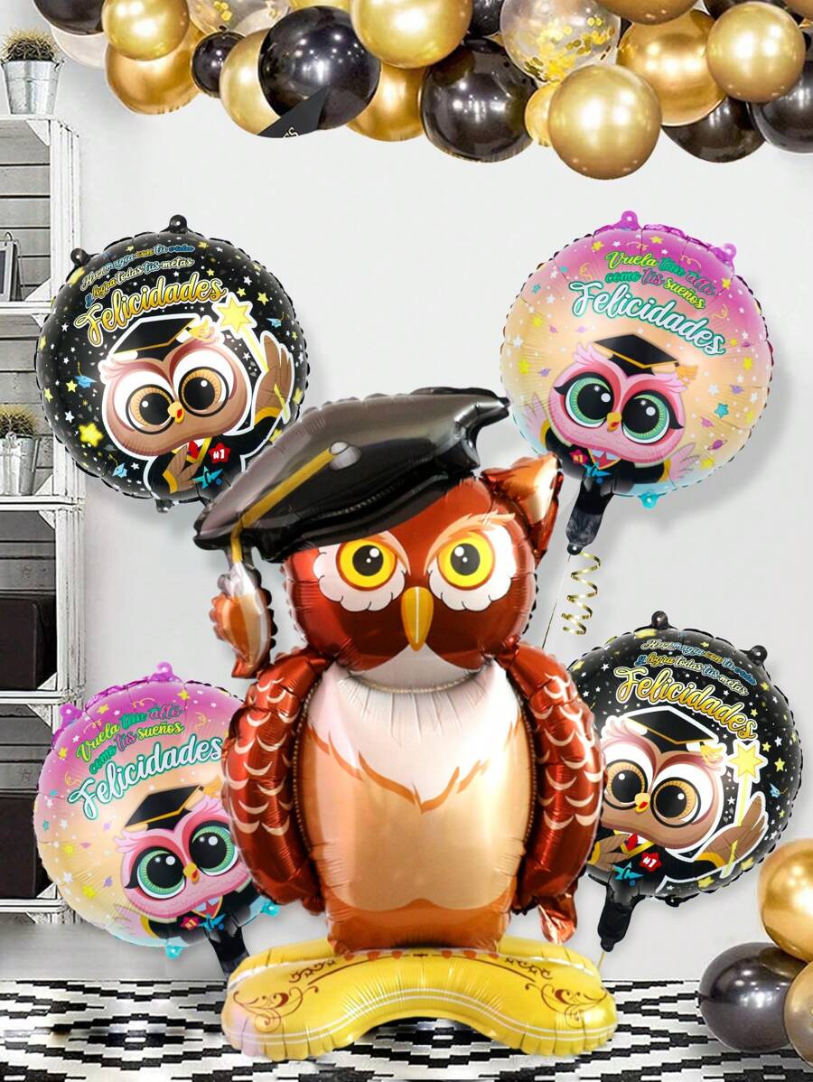 5pcs Graduation Decoration Balloon Set, 2024 Graduation Cap & Owl ...