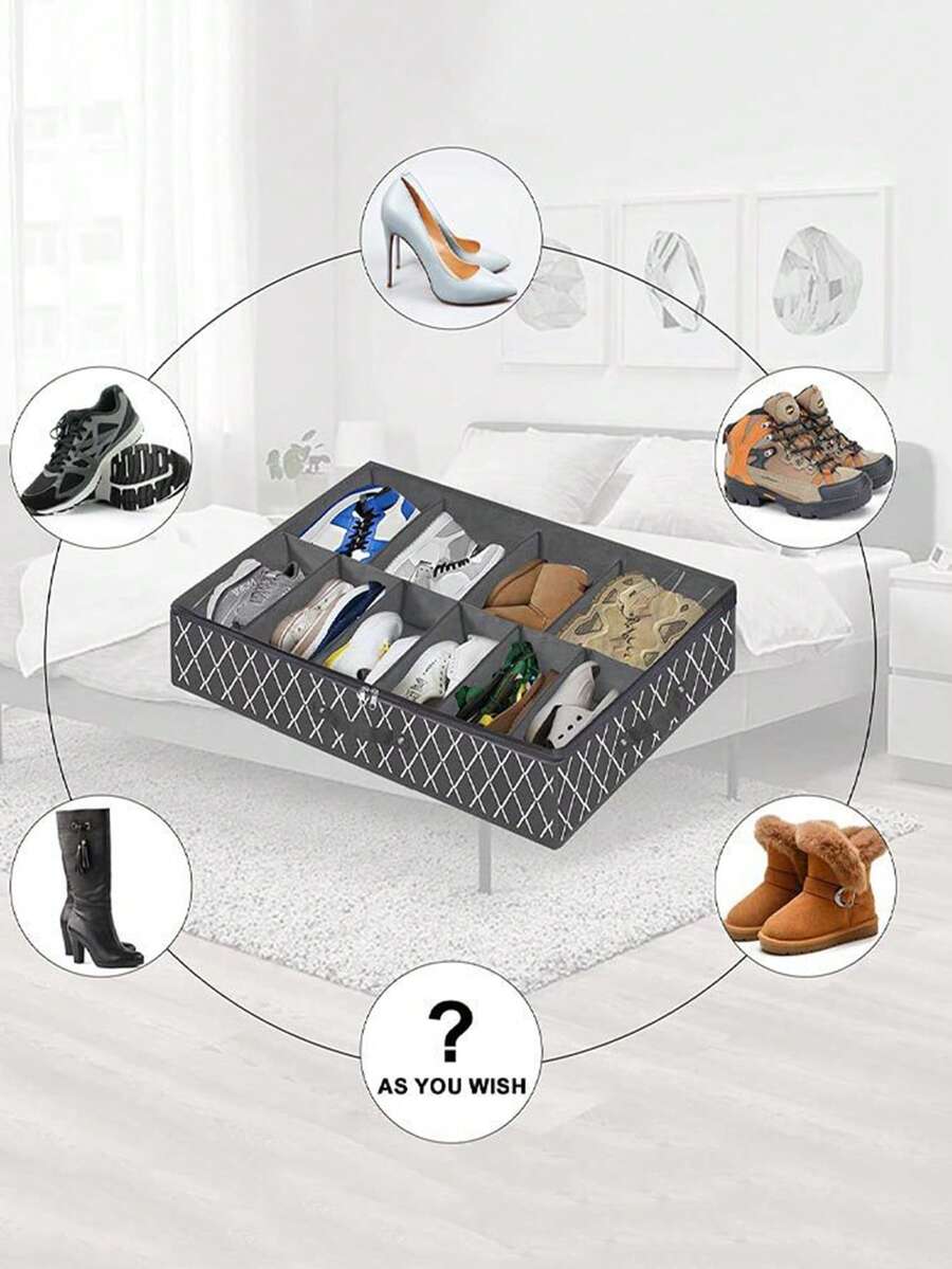 1pc Transparent Shoe Storage Box For Under The Bed, Foldable Non-Woven ...