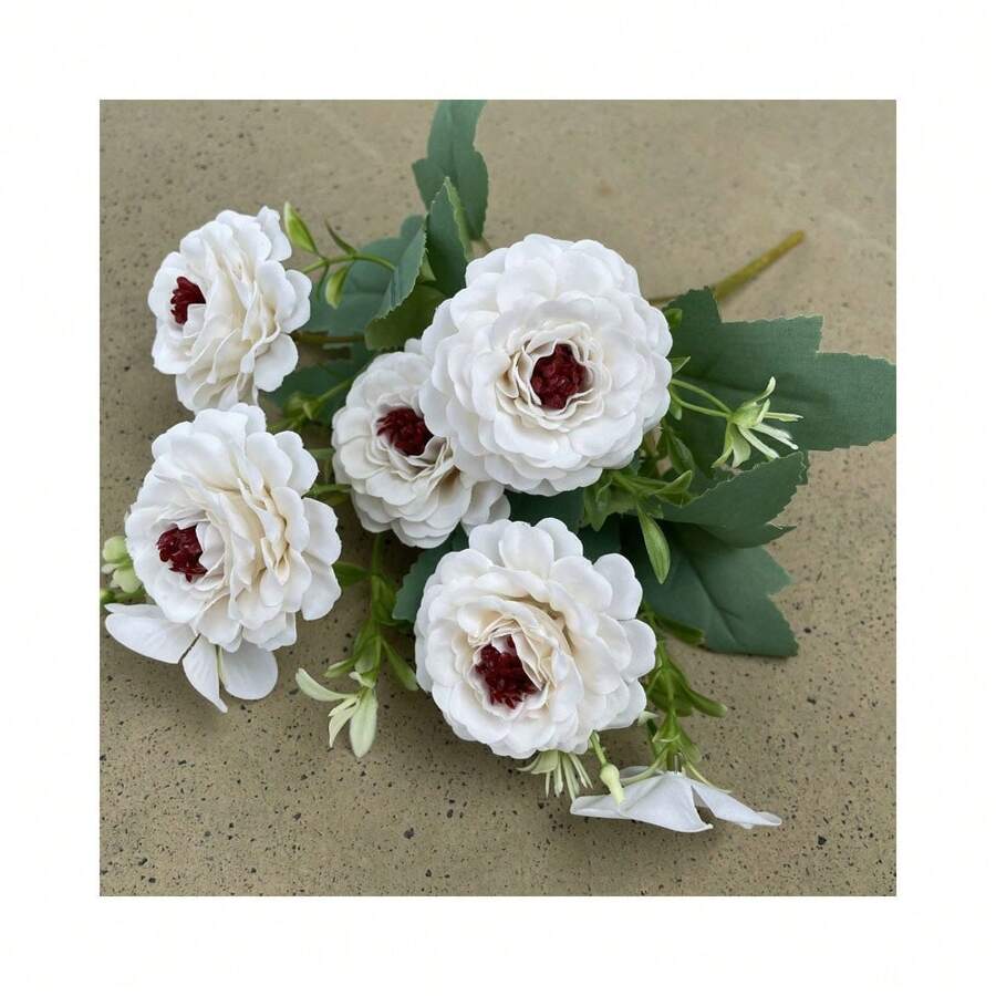 European Style 5-Head Fake Rose Flower Arrangement For Home Decoration ...