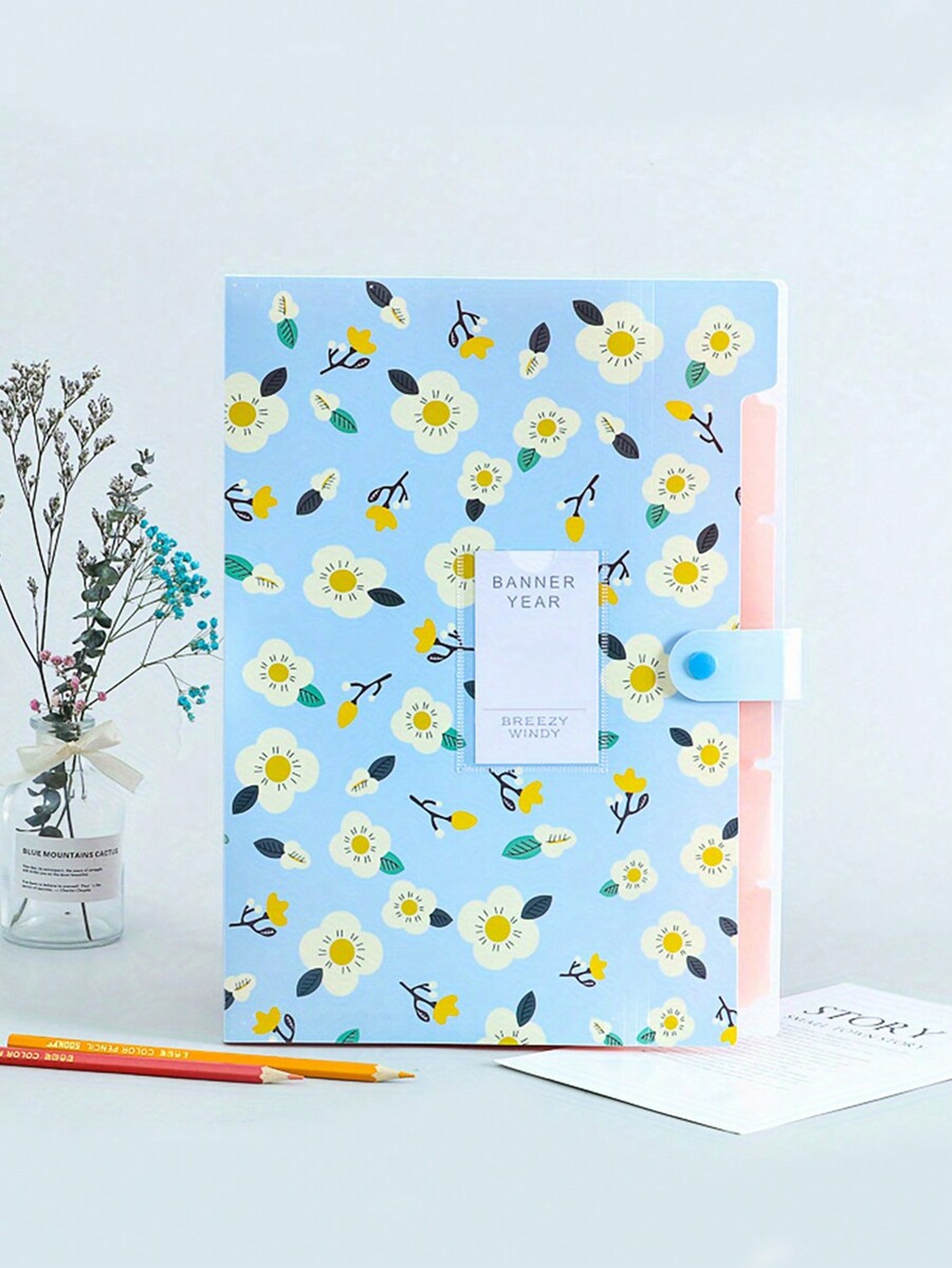 1pc A4 Flower Patterned Folder With 6 Grids - Efficient Organization ...