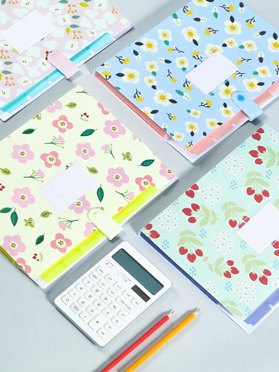 1pc A4 Flower Patterned Folder With 6 Grids - Efficient Organization ...