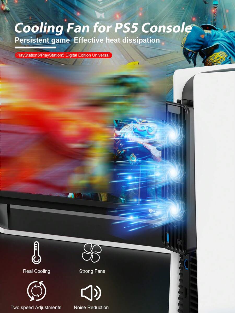 Cooling Accessories For PS5, Horizontal Cooling Fan For PS5, Upgraded ...