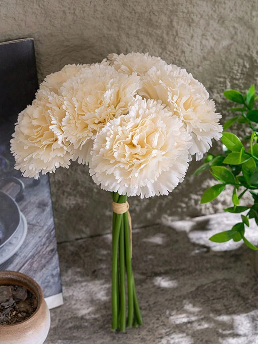 2 Bouquets Artificial Carnation Flowers Fake Carnations 6.3x10.2in DIY ...