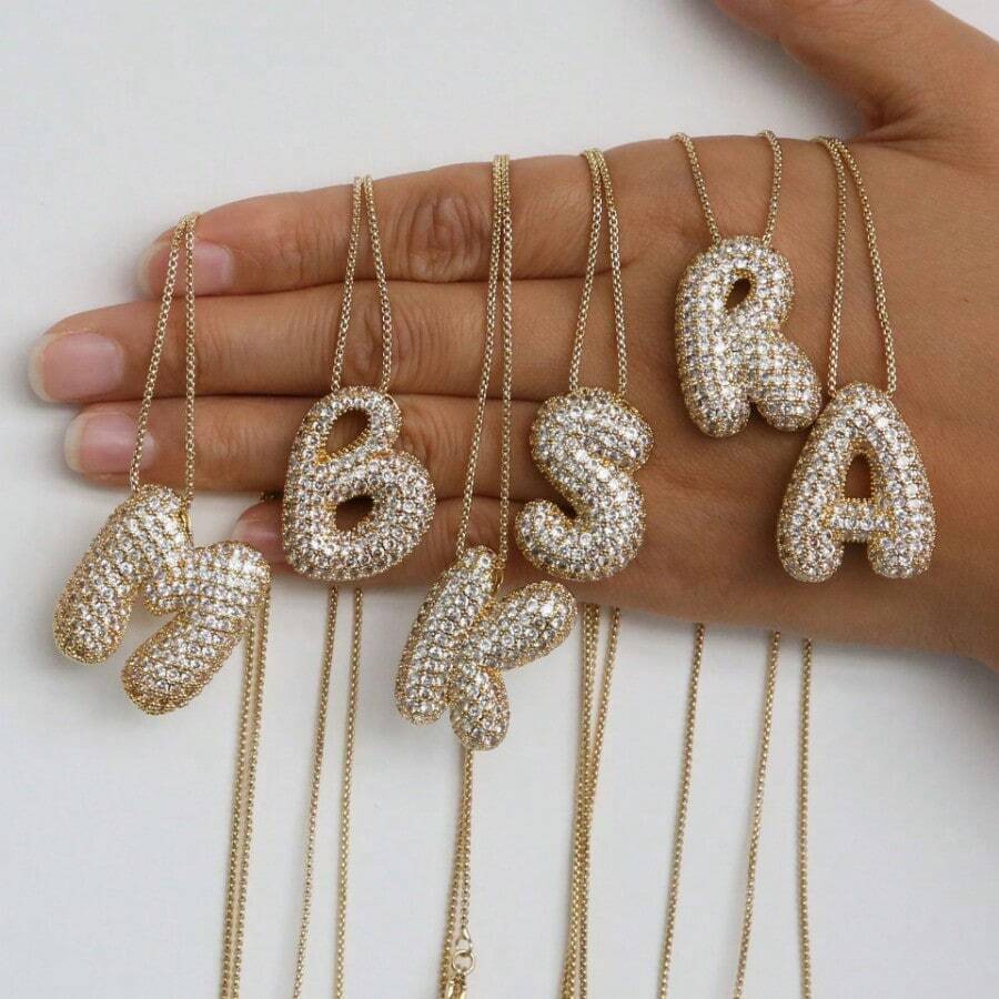 Balloon Bubble Plump 26 Letters Alphabet Necklace, Fashionable And ...