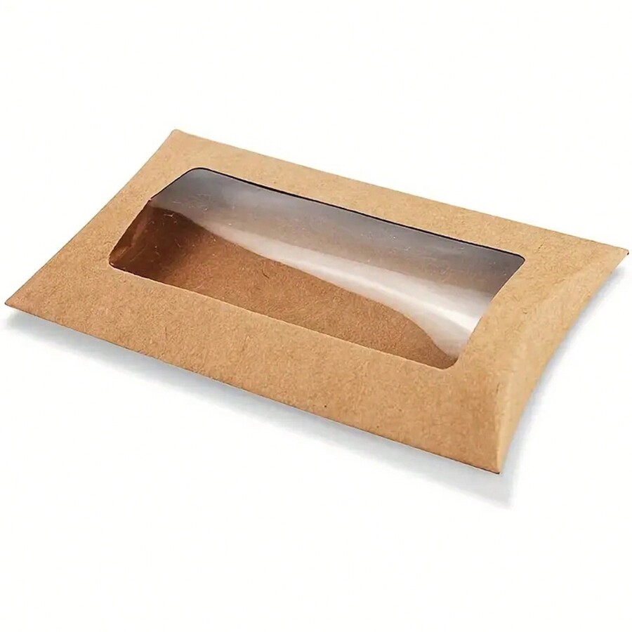 Set Of 20, Kraft Paper Packaging Box With Display Window And Pillow Box ...