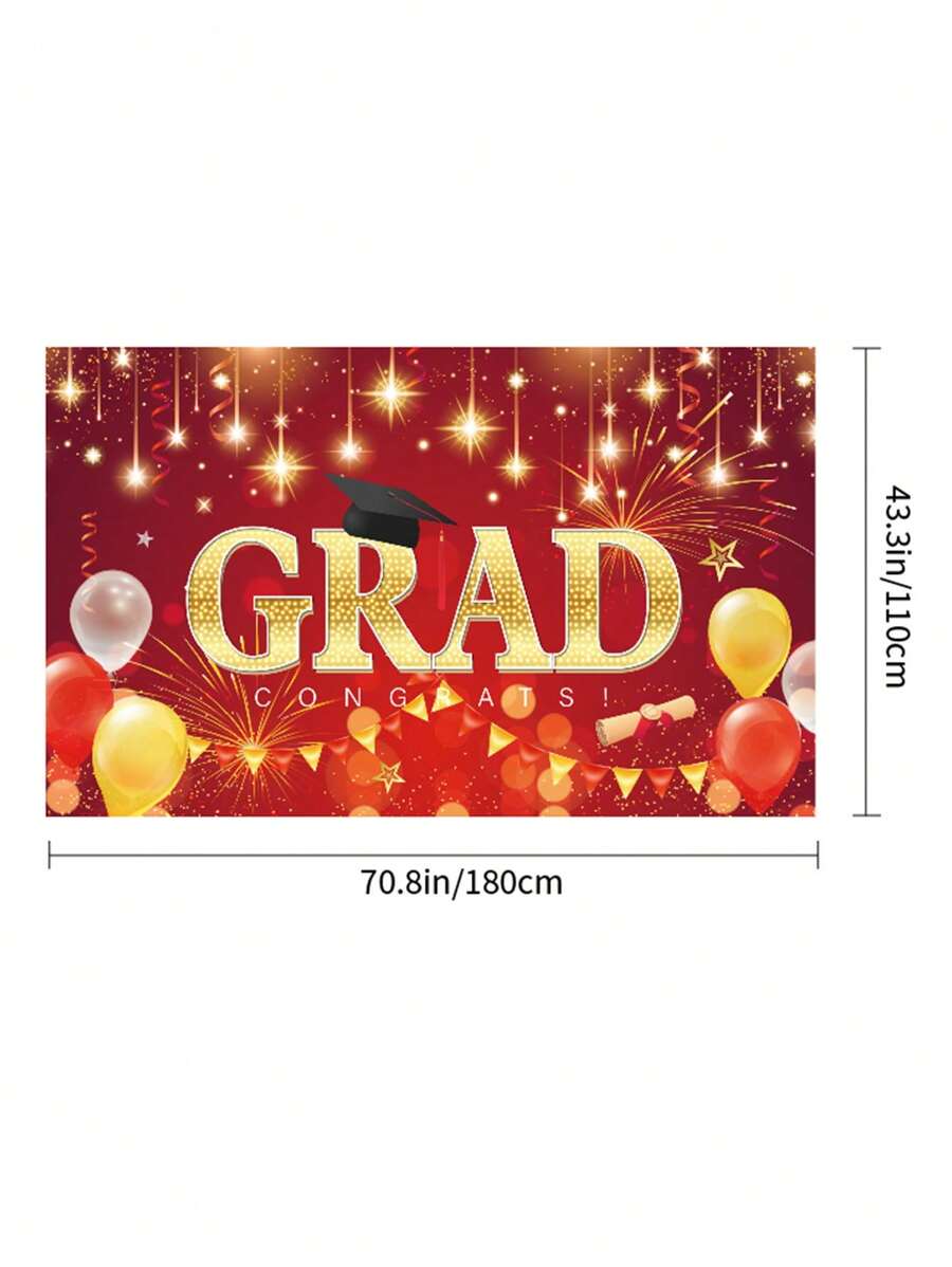 2024 Red And Gold Style Graduation Season Party Decoration Background ...