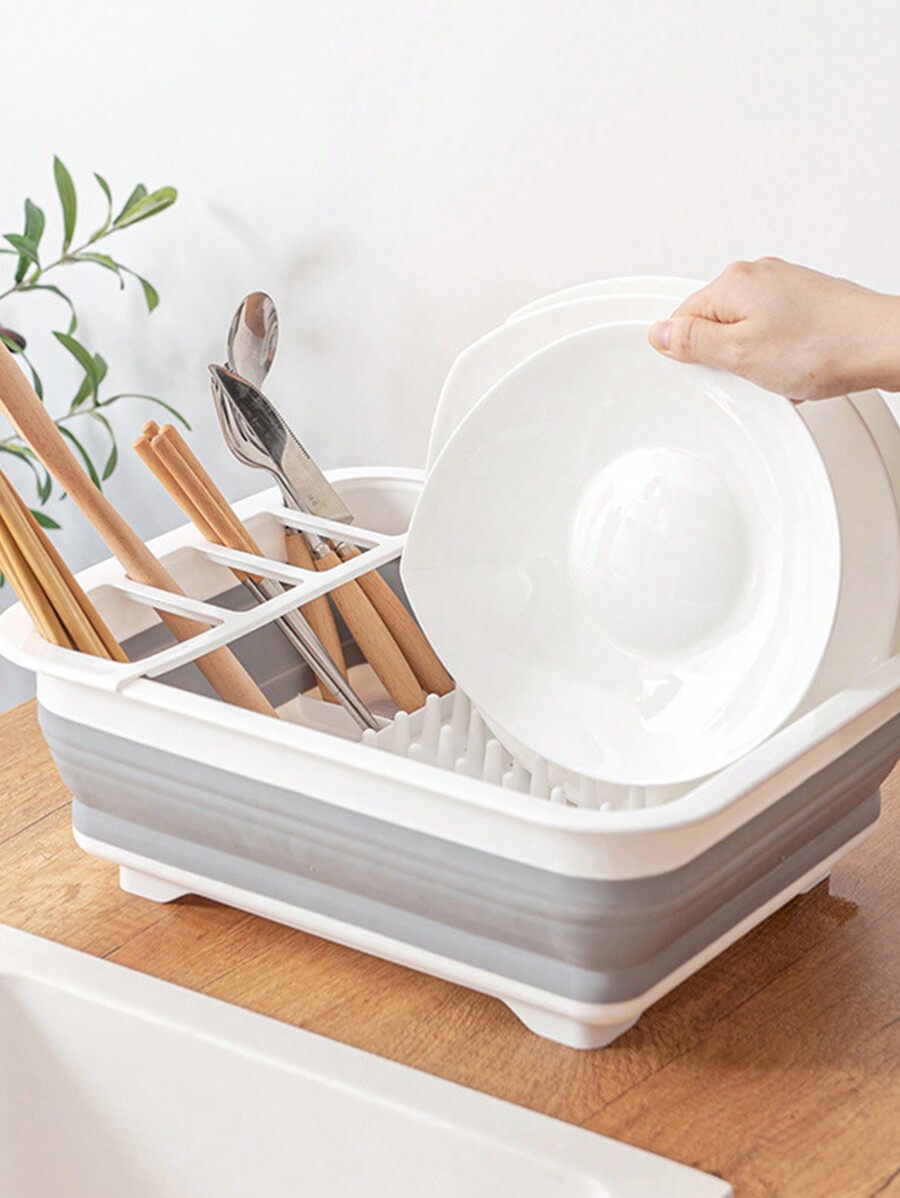Multi-Functional Folding Kitchen Drain Bowl Rack, Plastic Utensil ...