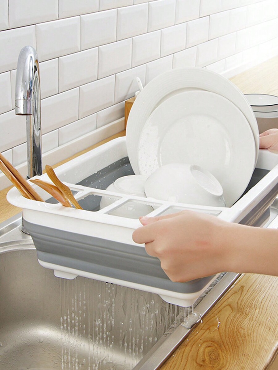 Multi-Functional Folding Kitchen Drain Bowl Rack, Plastic Utensil ...