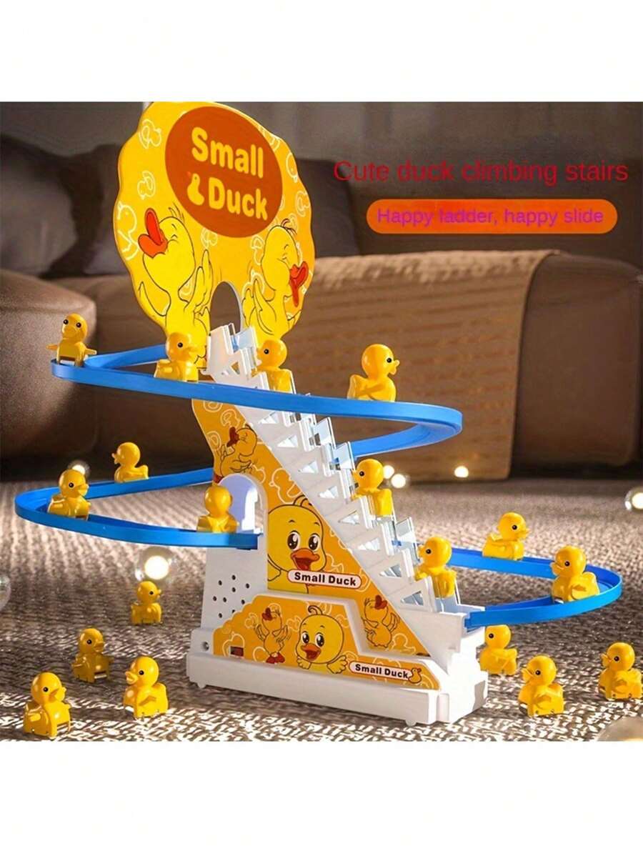6pcs Children Electric Duck Climbing Stair Track Toy With Lights And ...