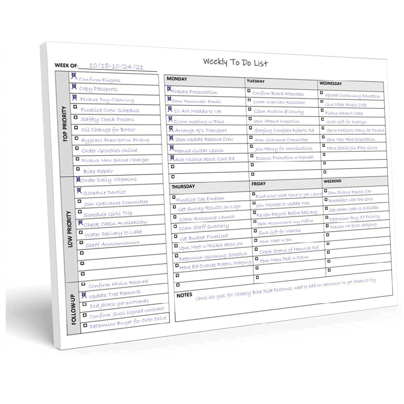 Wöchentlicher To-Do-Liste Planer, 50 Blatt Aufgaben Planungsblock Mit ...