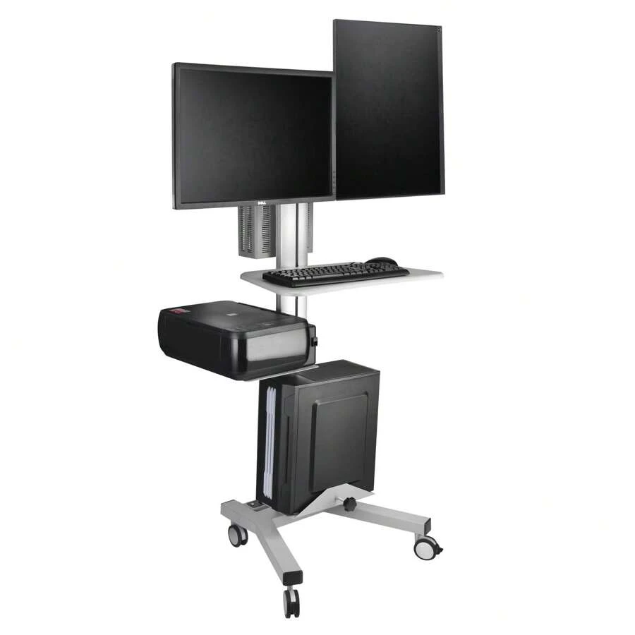 AW Rolling PC Cart Mobile Computer Standing Workstation Moving Desktop ...