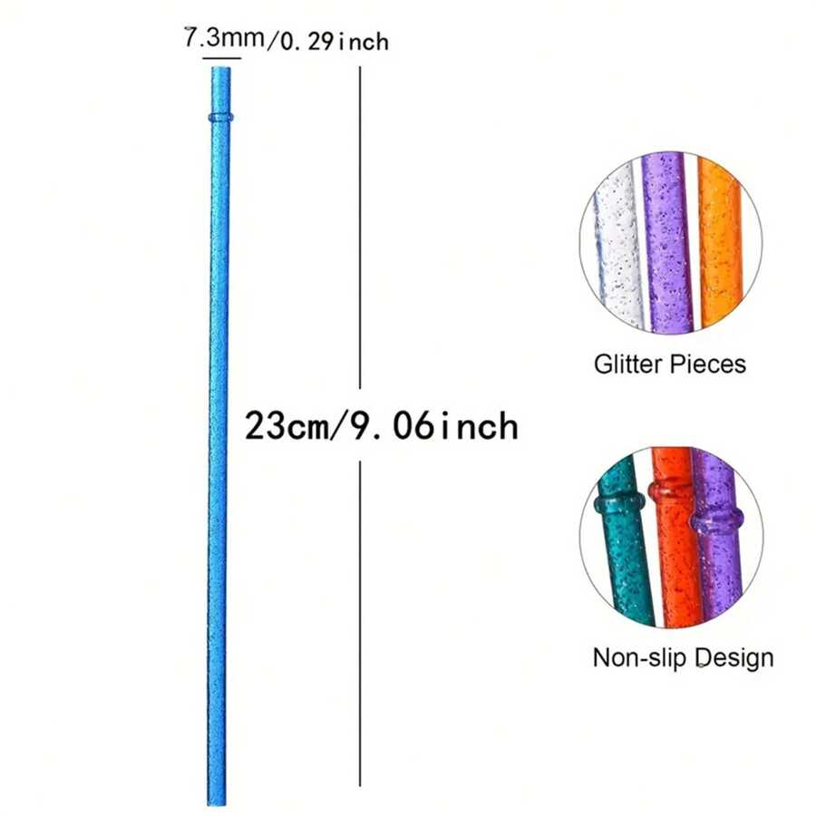 12pcs Reusable Straws Set With 2 Cleaning Brushes, 9-Inch Hard Plastic ...