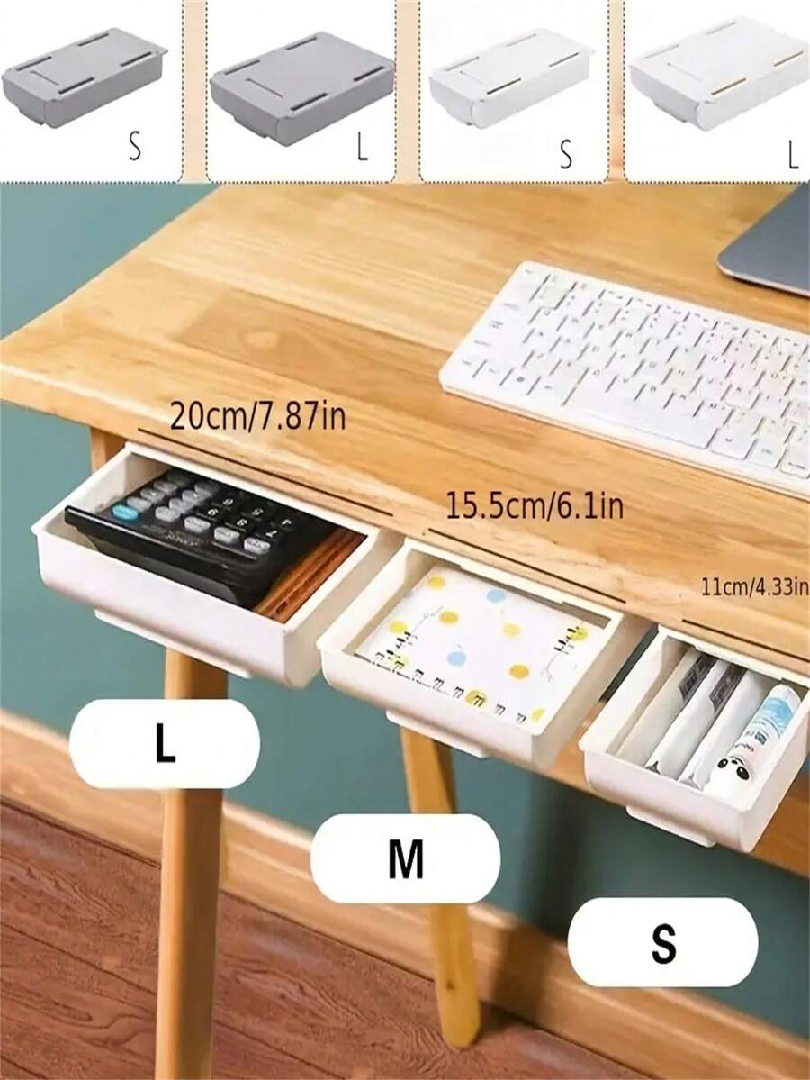 1 Piece Self-Adhesive Pen Tray Office Desk Storage Drawer Organizer ...