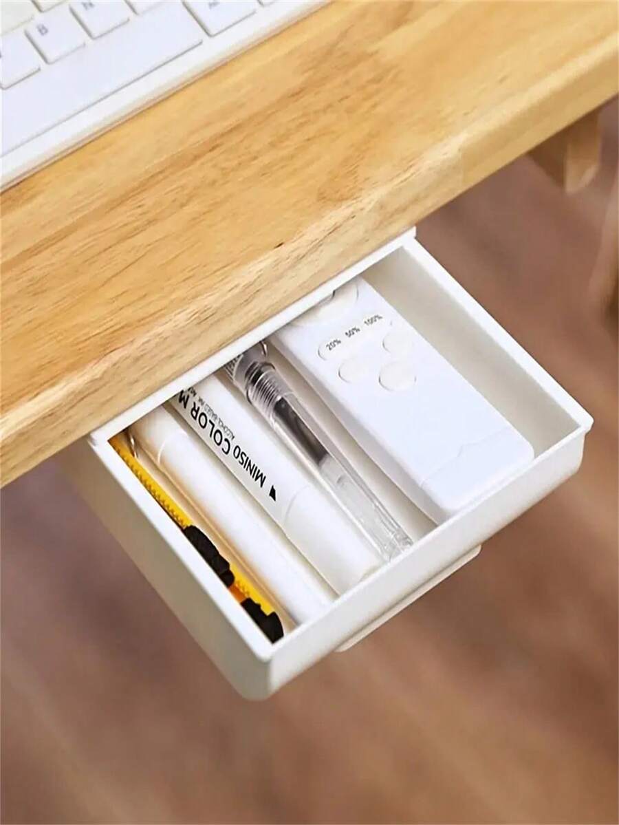 1 Piece Self-Adhesive Pen Tray Office Desk Storage Drawer Organizer ...