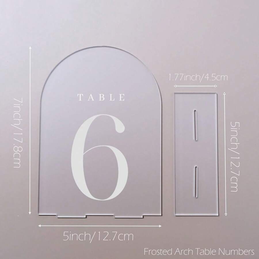Frosted Arch Wedding Table Numbers With Stands 1-20, 5x7 Acrylic Signs ...