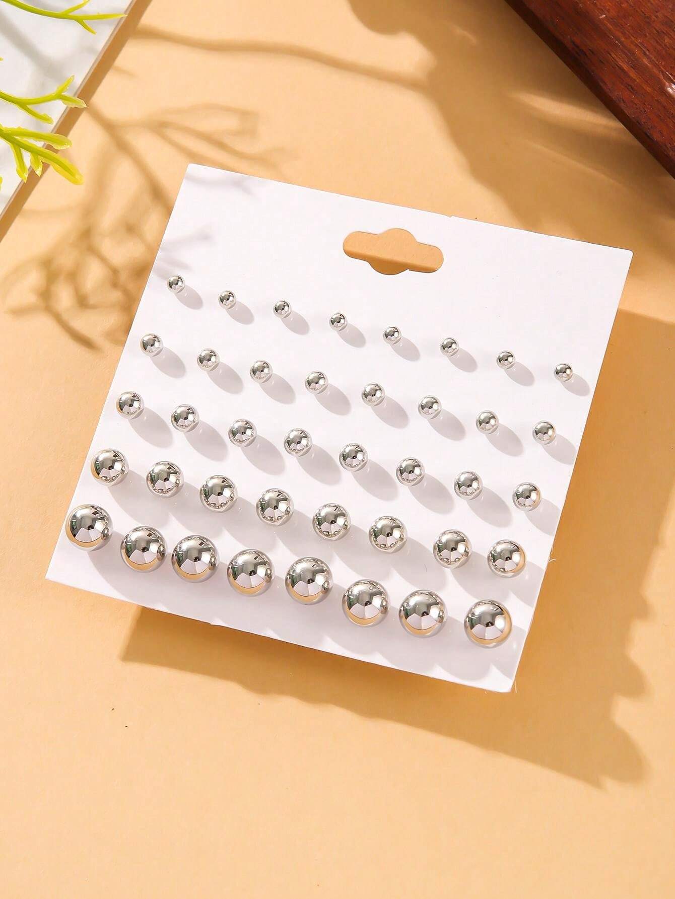 Conjunto de 20 pares de brincos simples de pérola falsa prata CCB para ...