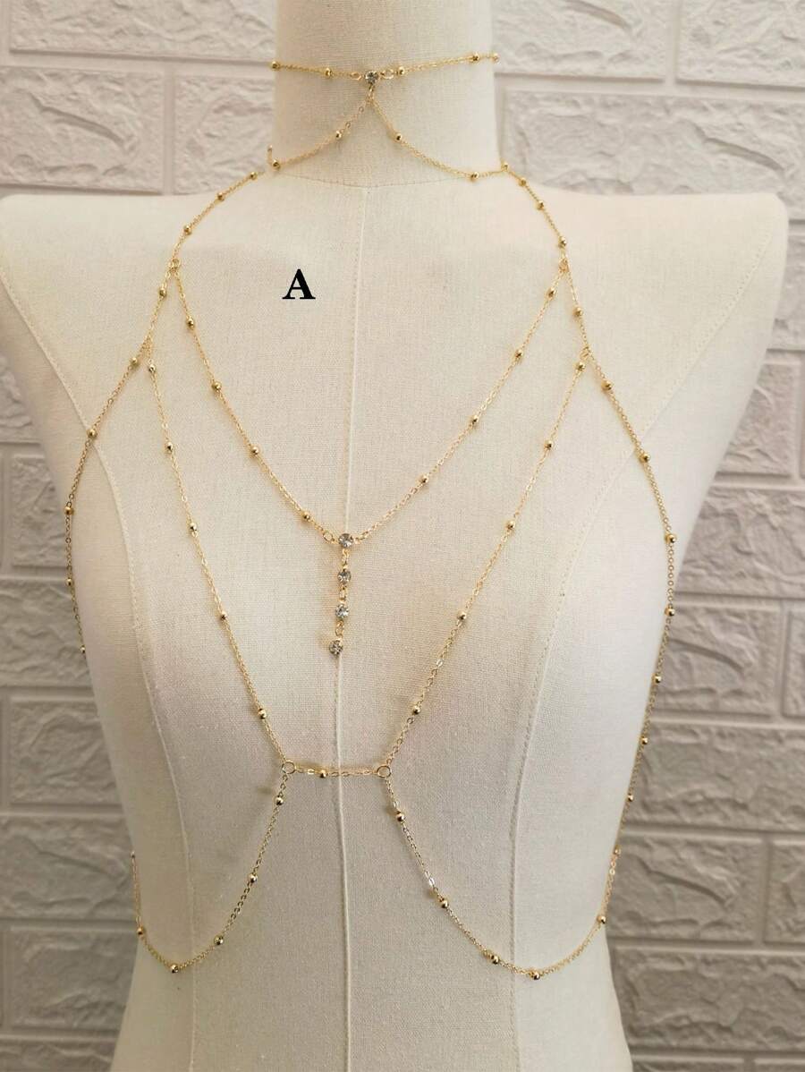 1pc Exquisite Rhinestone & Bead Decor Body Chain For Women For Spring ...