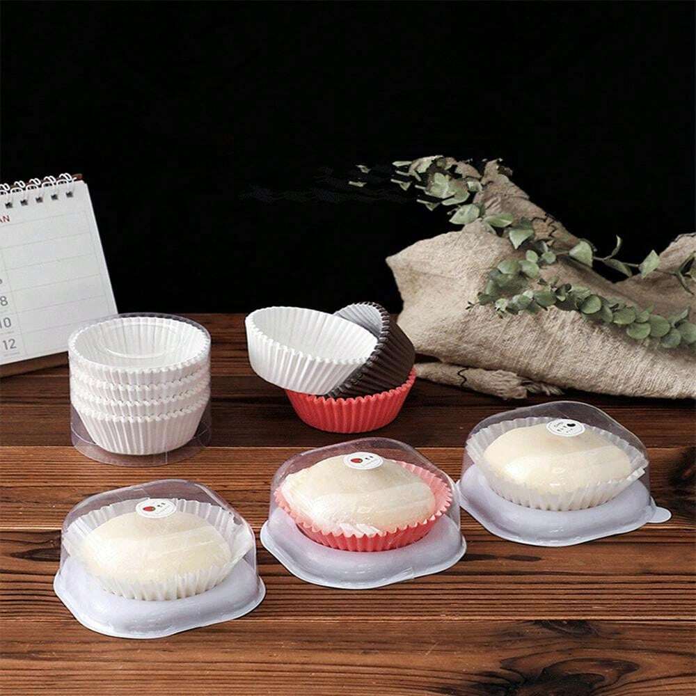 1 Set Of 100pcs Green Mochi Wrapping Paper Cake Base Tray Baking Paper ...