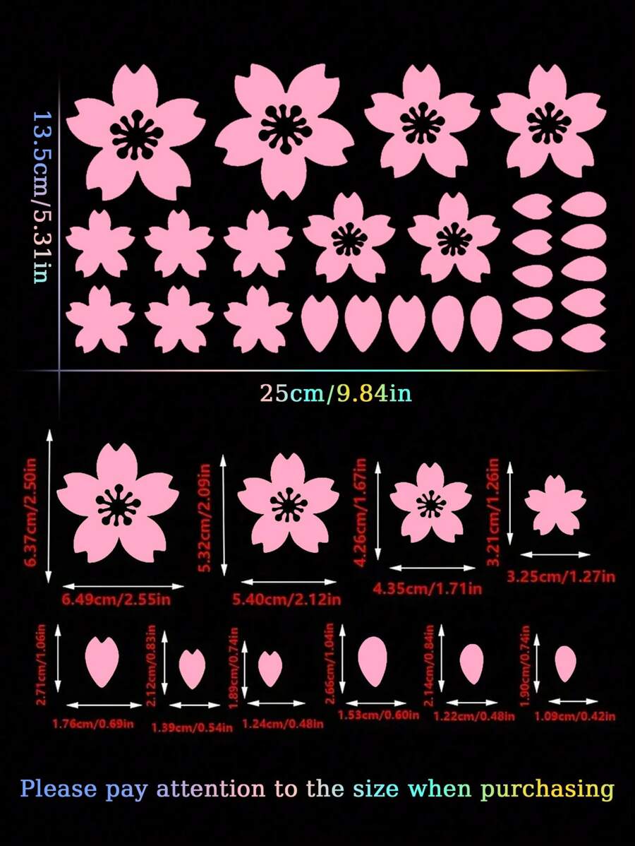 Cherry Blossom Car Stickers Holographic Sakura Decals Vinyl Waterproof ...
