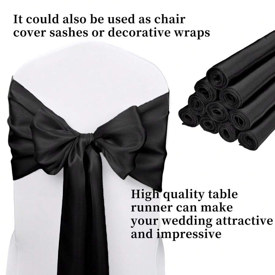 12pcs/Pack Solid Color Taffeta Satin Table Flags - Black | SHEIN USA