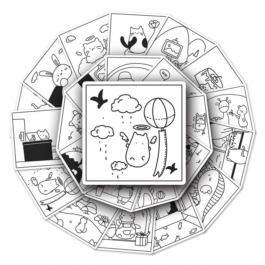 50pcs,Black And White Simple Strokes Stikers For Kids,Teens, And Adults ...