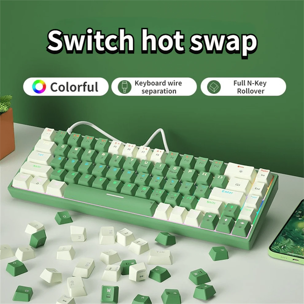 JOMAA JOMAA 100 Keys Type-C Wired Mechanical Keyboard Rechargeable RGB ...