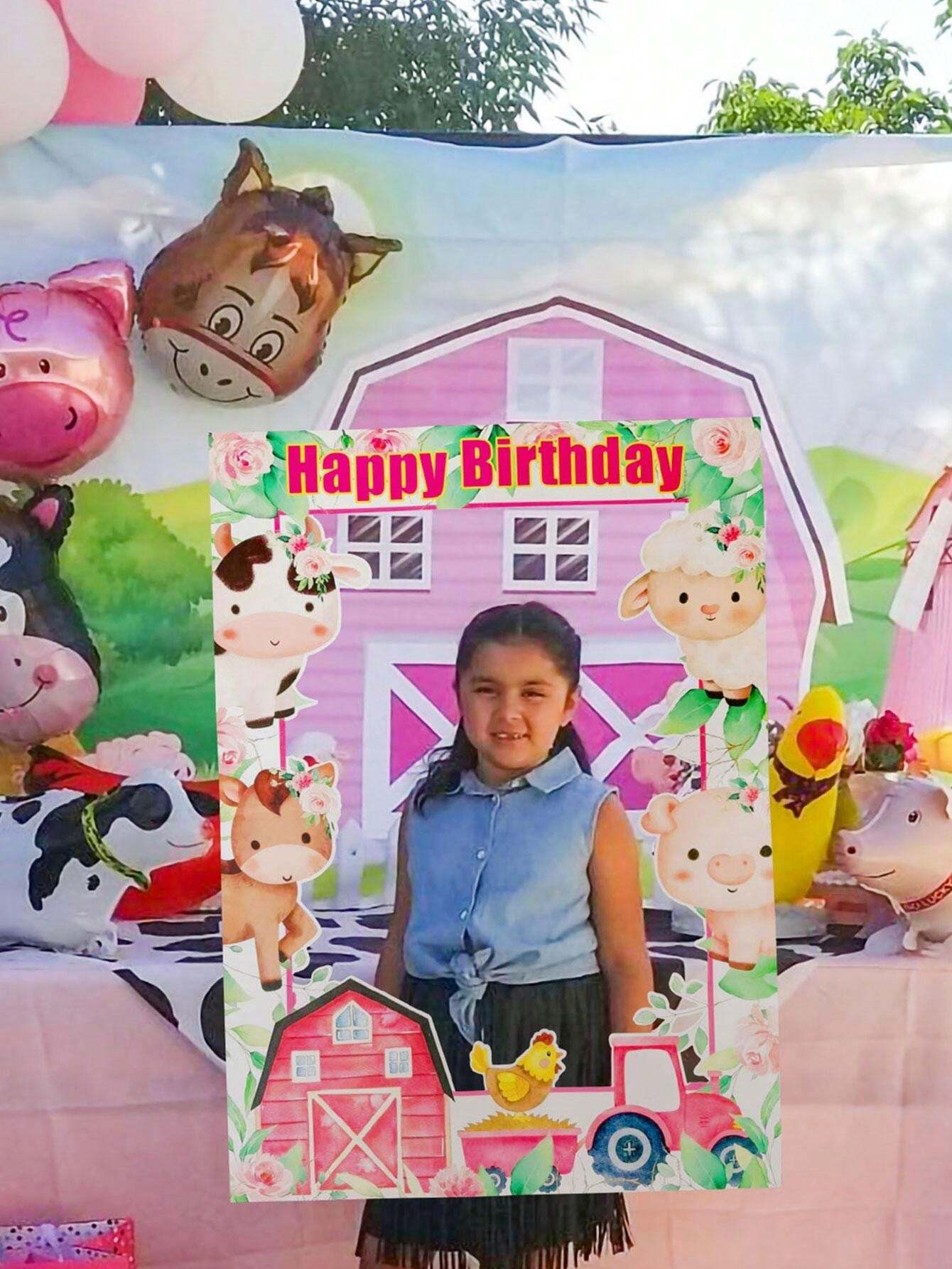 RGT Pink Farm Animals Birthday Party Supplies Farm Party Photo Booth ...