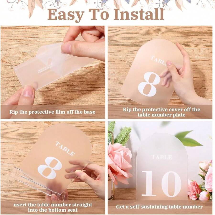 Frosted Arch Wedding Table Numbers With Stands 1-20, 5x7 Acrylic Signs ...