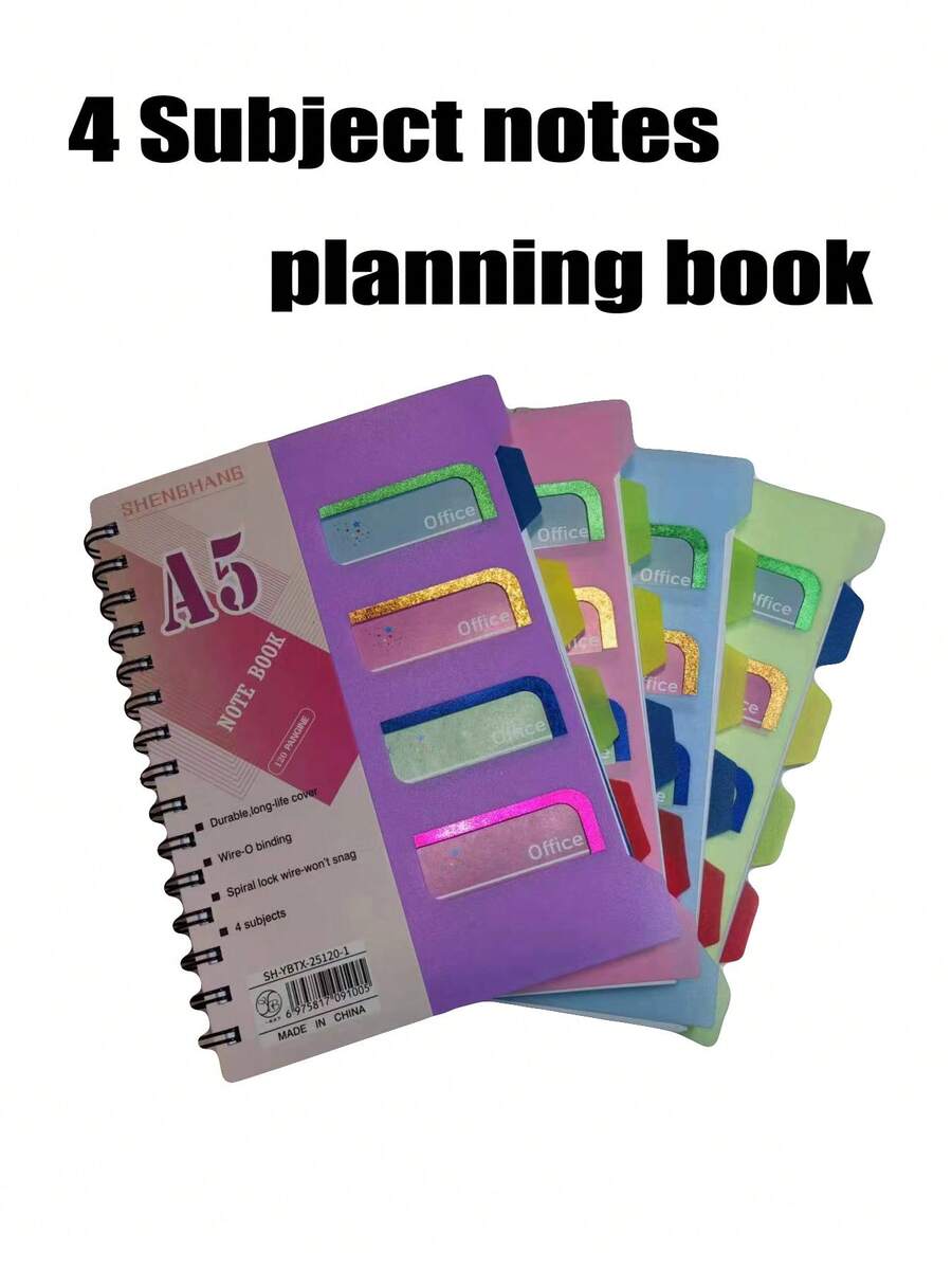 A5 Grid Coil Notebook With Elastic Closure Band, Side Flip Simple Paper ...