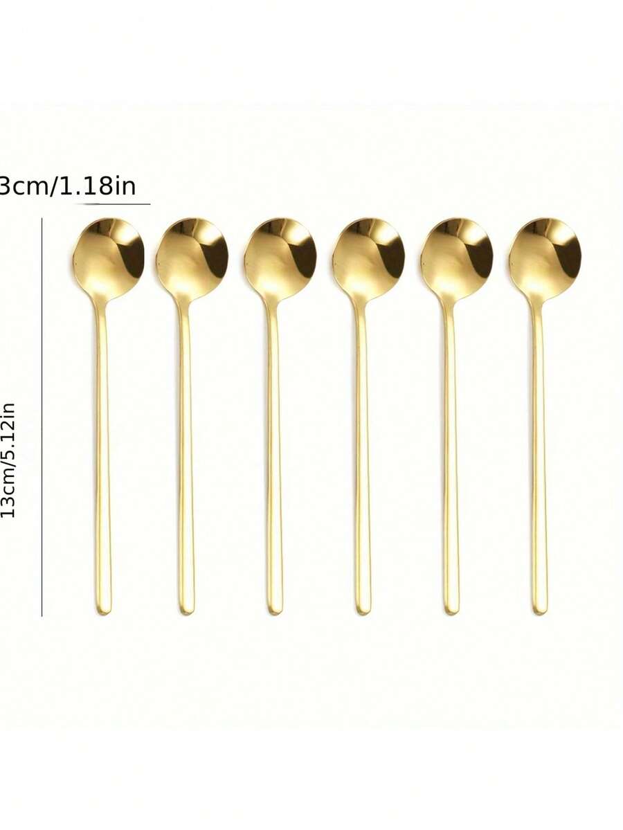6pcs Stainless Steel Spoons Set For Home Use, Coffee, Desserts ...