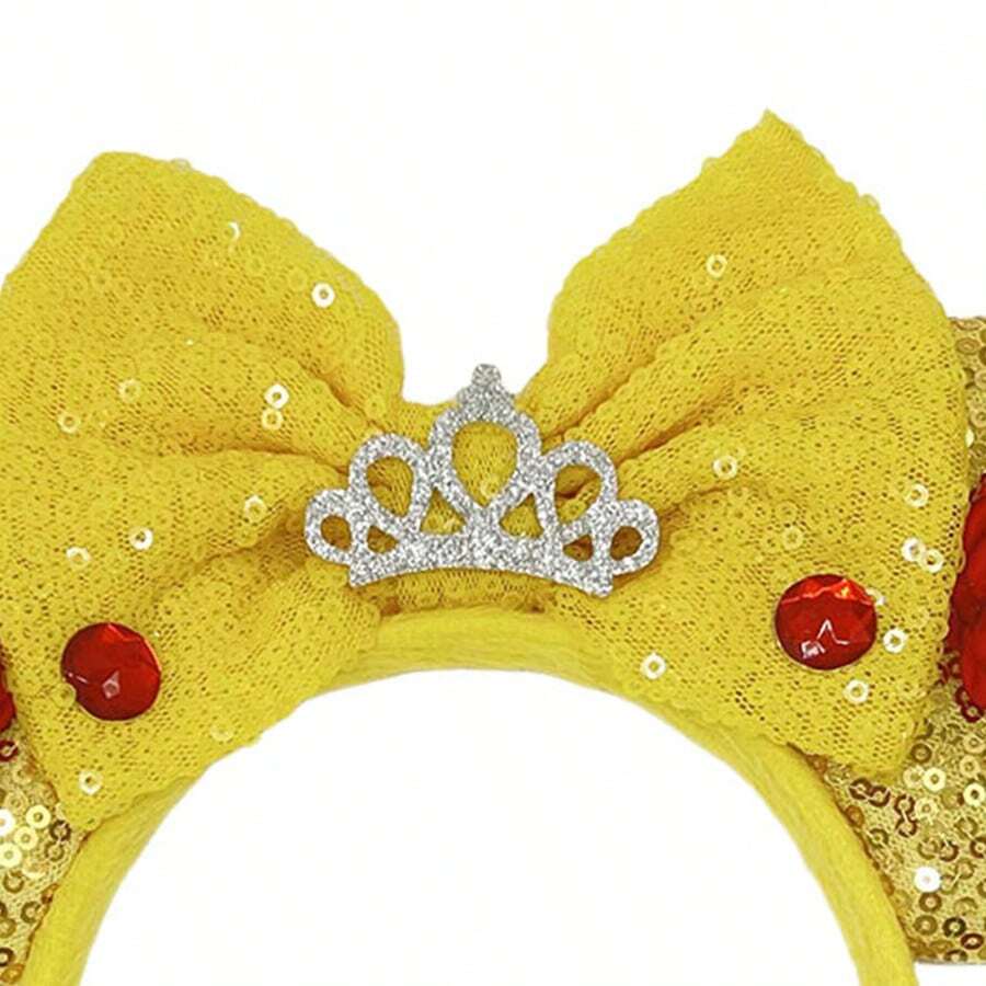Princess Themed Headband With Crown, Rose And Bow Knot Design, Ideal ...