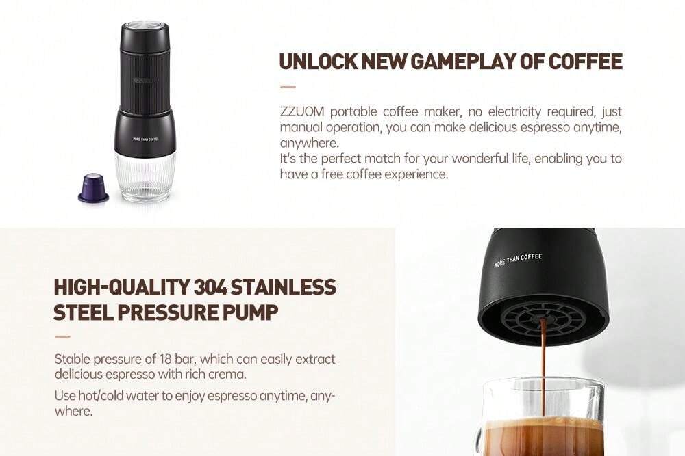 Travel-Friendly Hand-Press Espresso & Coffee Machine - 2-In-1 Capsule ...