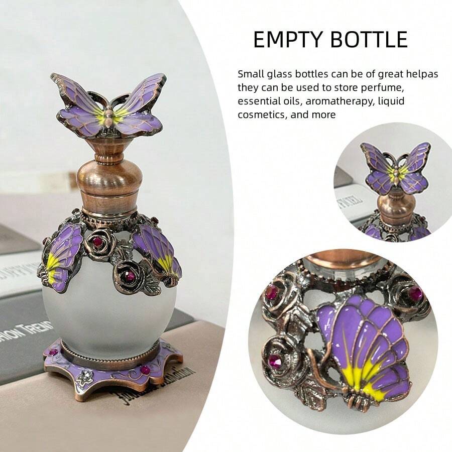 Um Frasco de Perfume de Vidro de 15ml de Conta-Gotas Roxo com Decoração ...